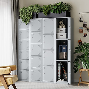 Letaya Metal Lockers for Employees,71" Steel Storage Cabinet with 6 Door Lockable for Office Staff,Home Sundries,Gym,School (Gray)