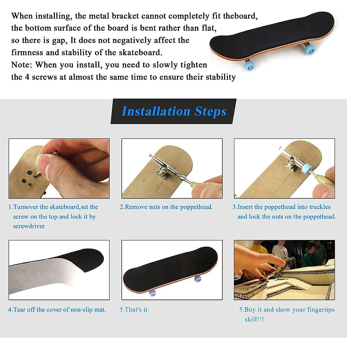 HAPTIME Fingerboard Finger Skateboards for Kids, Mini Maple Finger Board with Wooden Board, Professional Bearing and Wheels