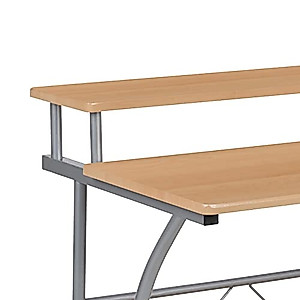 Flash Furniture Clifton Maple Computer Desk with Top and Lower Storage Shelves 28 Inch