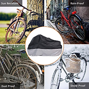 Bike Cover Adult Tricycle Cover Waterproof Bicycle/Motorcycle Storage Cover, Heavy Duty Ripstop Material & Anti-UV, Protect Your Bike from Rain, Dust, Debris Sun for Outdoors Indoors (silver-black)