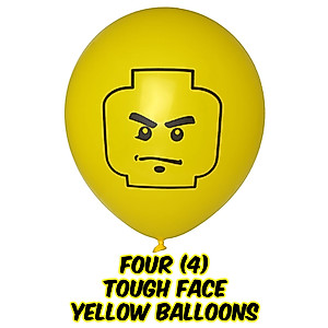 Party Ninja 24 Pack of Colorful 12-inch Birthday Balloons for Building Brick Theme Party - DOUBLE SIDED PRINTS - Character Faces - Happy Birthday Balloons for Boys & Girls Party Supplies…