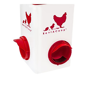 RentACoop Chick2Chicken 5lb 2-Port Feeder - Includes Anti-Roost Lid and Slider Port Covers - Suitable for Quail, Pigeons, Doves, Chicks, and Adult Chickens