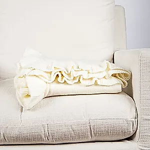 Best Home Fashion Ruffle Border Throw - Ivory - 50" W x 60" L - (1 Throw)