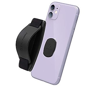 Sinjimoru Detachable Phone Grip Kickstand for Wireless Charging Compatible Phone Finger Holder for iPhone 12 & Smartphones. Sinji Mount S-Grip Black