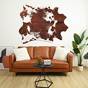 LYENDOS Cowhide Rug 5.2 x 6.2 Feet, Cow Hide Rug Durable No-Slip Backing, Faux Cowhide Rug Thickened Elastic, for Bedroom Living Room Home Office Western Decor