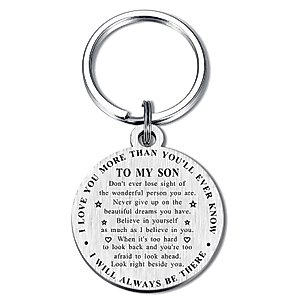 Inspirational Son Keychain - To My Son Gifts from Mom Dad - Son Graduation Gifts - Unique Gifts for Son Birthday Christmas Back to School