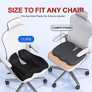 Benazcap X Large Memory Seat Cushion for Office Chair Ergonomic Cushions Pad Pillow for Pressure Relief Sciatica & Pain Relief Memory Foam for Long Sitting for Gaming Chair and Car Seat Black