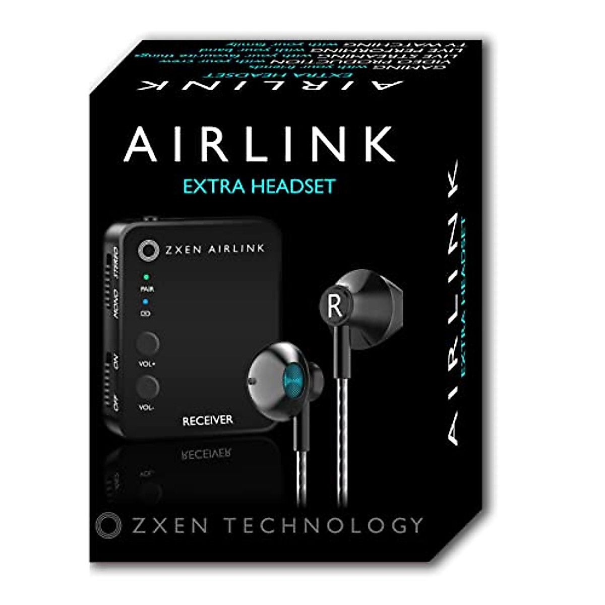 Zxen Technology Receiver and Earphones for Airlink and Other Compatible in Ear Monitor Systems
