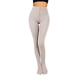 Fleece Lined Tights Women Winter Thermal Warm Leggings for Women Thick Tights Slimmer Opaque Pantyhose Buckwheat color One Size