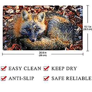 Non-Slip Bathtub Mats Foxes Fall Autumn Prints Soft Bath Tub Bathroom Shower Mat for Baby and Adults, Machine Washable