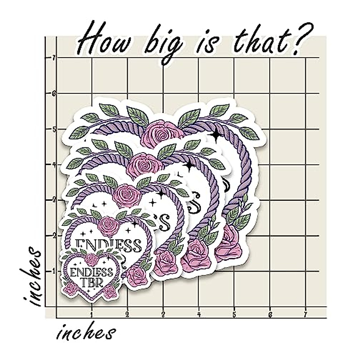 Miraki Endless TBR Sticker, Book Lover Sticker, Romance Sticker, Reading Sticker, Bookish Sticker, Water Assitant Die-Cut Vinyl Booktok Decals for Laptop, Phone, Water Bottles, Kindle Sticker