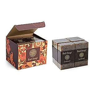 Bali Soap - Sandalwood Natural Soap - Bar Soap for Men & Women - Bath, Body and Face Soap - Vegan, Handmade, Exfoliating Soap - 6 Pack, 3.5 Oz each