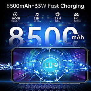 OUKITEL WP27 Rugged Outdoor Smartphone Android 13-24GB RAM+256GB ROM,6.8“FHD+ Display,8500mAh Battery with 33W Fast Charging,64MP+16MP+20MP Night Vision Camera,IP68 Waterproof Phone (Navy Black)