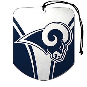 FANMATS 61587 NFL Los Angeles Rams Hanging Car Air Freshener, 2 Pack, Black Ice Scent, Odor Eliminator, Shield Design with Team Logo
