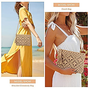 LUI SUI Women’s Handwoven Crossbody Purse Summer Beach Clutch Purses Woven Handmade Shoulder Handbag