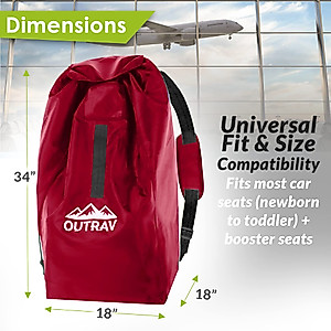 Car Seat Travel Bag with Backpack Straps – Protective Airport Approved Airplane Baggage Gate Check Luggage Storage Sack for Traveling with Booster or Carseat – Universal 2-in-1 Carrying Jacket System