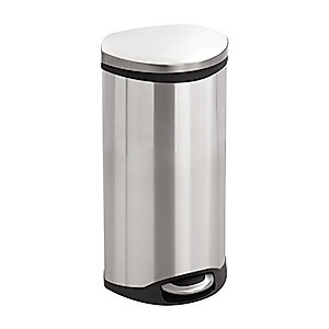 Safco Products 9902SS Ellipse Step-On Trash Can, 7 1/2-Gallon, Stainless Steel,Silver, 26.5" x 15" x 13.5"