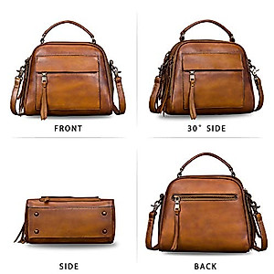 Genuine Leather Crossbody Bags for Women Handmade Vintage Hobo Handbag Clutch Satchel Purses (Brown)