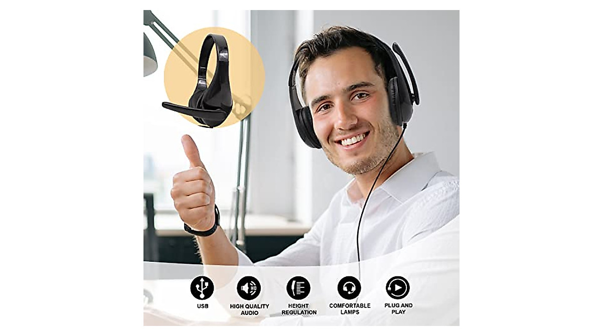 AVOVA USB Computer Headset with Microphone for Office & Online Use