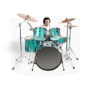 PENNZONI Drum Shield 4ft w/Chrome Hinges, Comes w/ 3 Drum Panels, & 4 Chrome Hinges, Premium Clear Acrylic Panels, Drum Screen