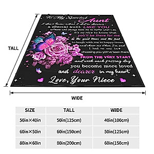 AJIIUSV for Aunt to My Aunt Blanket from Niece Birthday Gifts for Aunt Throw Blankets Gratitude Flannel Blanket Women's Day Gifts 50"x60"