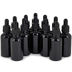 Vivaplex, 12, Black, 1 oz Glass Bottles, With Glass Eye Droppers