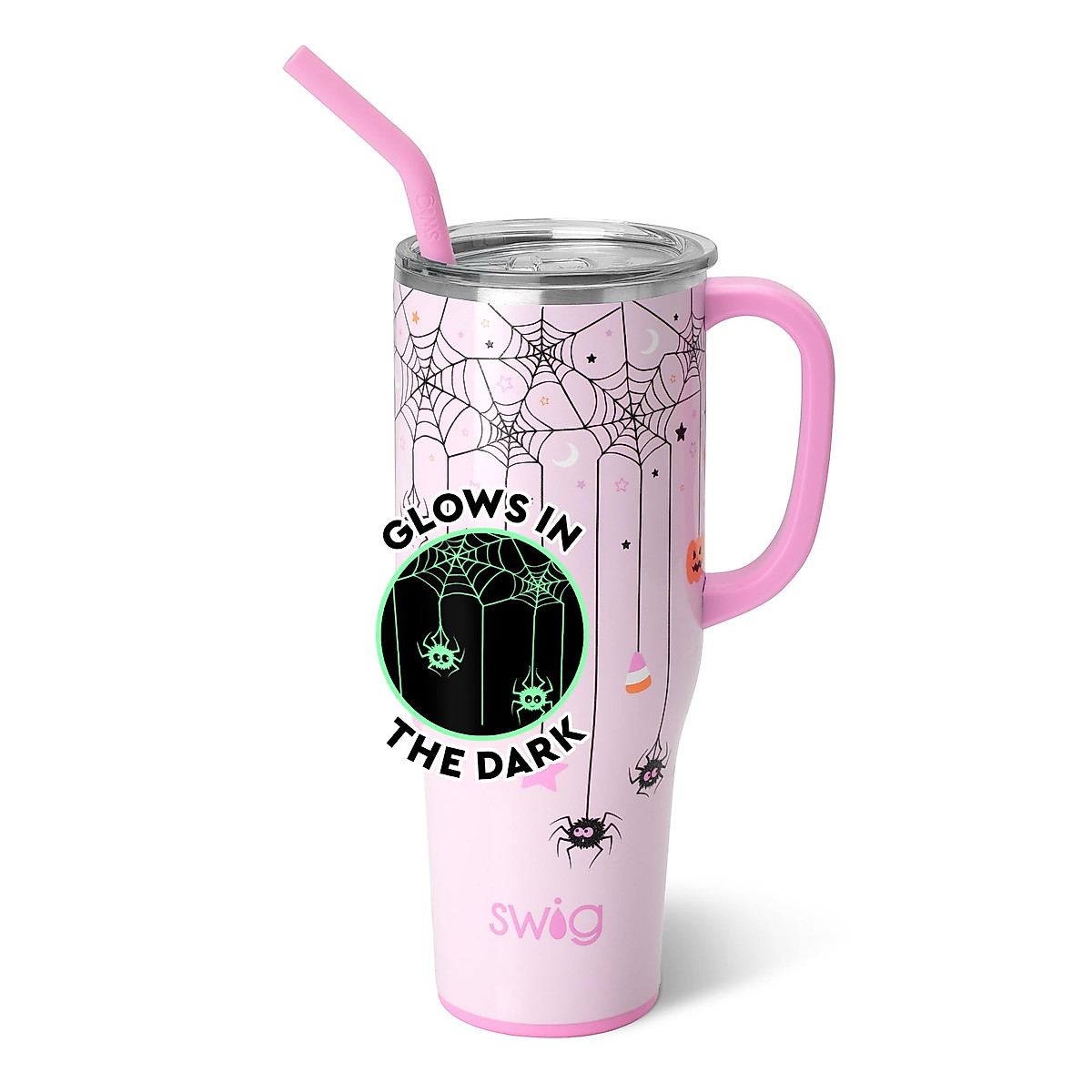 Swig Life 40oz Mega Mug, 40oz Tumbler with Handle and Straw, Extra Large Insulated Tumblers, Cup Holder Friendly Travel Mug (Sweet And Spooky)