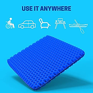 SATURAY Extra Large & Thick 19.5" Gel Cushion for Sitting - Hip, Tailbone, Sciatica, Pressure Sores - Wheelchair, Desk, Car Seat Pad - Gel Seat Cushions for Pressure Relief - Egg Sitter Cushion