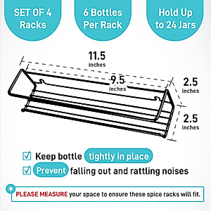 Ultimate Hostess Spice Rack Wall Mount - 4-Tier, Space-Saving Wall Spice Rack Organizer - Wall Mount Spice Rack Organizer for Spice Jars and Seasonings - Screw or Adhesive Hanging Spice Rack for Wall