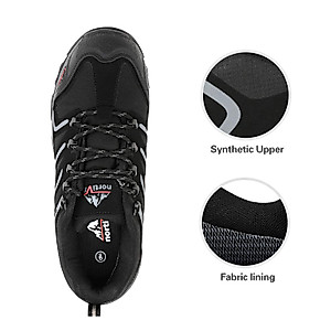 NORTIV 8 Men's Low Top Waterproof Hiking Shoes Trekking Trails Outdoor Work Shoes Black Dark Grey US Size 12 Wide 160448_LOW-W Armadillo