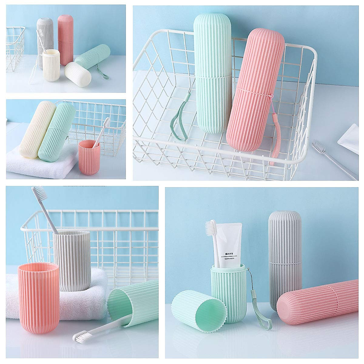 1Pcs Travel Toothbrush Holder, Multifunction Wash Cup for Business Trips, Portable Lightweight Toothbrush Holder Cup, 4 Colors Available. (Pink)