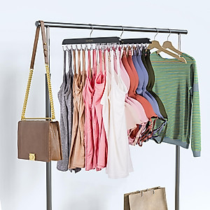 NiHome Double-Row Rotating Hooks Bra Hanger with 20 Stainless Steel Hooks, Space-Saving Organizer for Lingerie, Scarves, Ties & Accessories, Optimizes Closet Order Fits Standard Closet (Black, 2PCS)