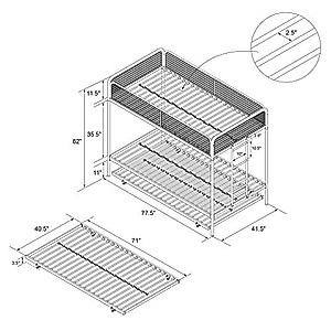 DHP Triple Metal Bunk Bed Frame, White, Twin