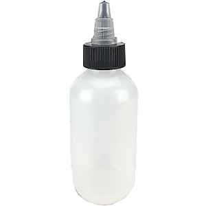 Hobbyland Squeeze Bottles, LDPE Plastic Bottles, Natural Boston Round Bottles, Black and Natural Twist Caps (4oz, 24/410 Neck, 6 Bottles)