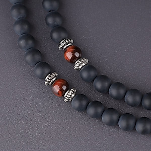 COAI 108 Japa Mala 7 Chakra Onyx Stone Wrap Bracelet Necklace