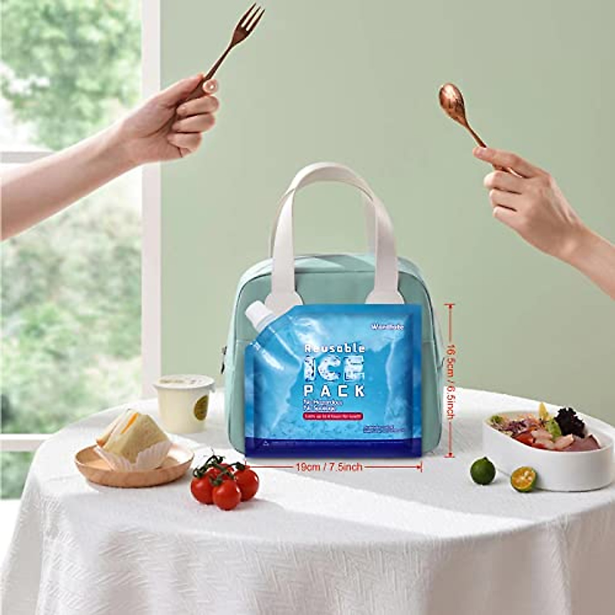 5-Packs Bulk Reusable ice Pack for Cooler Lunch Bags Lunchbox Cooler Backpacks Long Lasting Freezer Packs Cooler Accessories (for Lunchbox 7.5 x 6.5 inch)