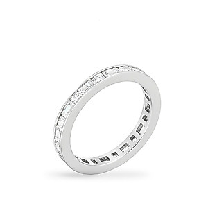 Kate Bissett Genuine Rhodium Plated Eternity Band with Alternating Baguette and Round Cut CZ Channel Set Size 7