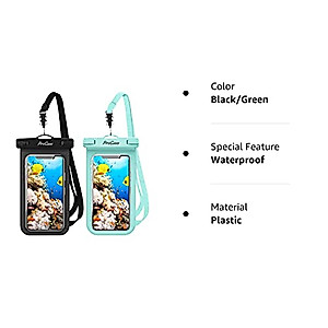 ProCase Universal Waterproof Case Phone Pouch Holder, 7 Inch Underwater Cellphone Dry Bag for iPhone 13 Pro Max Mini 12 11 Pro Max Xs XR X 8 7, Galaxy S21 S20 Pixel for Beach Swimming -Black/Green