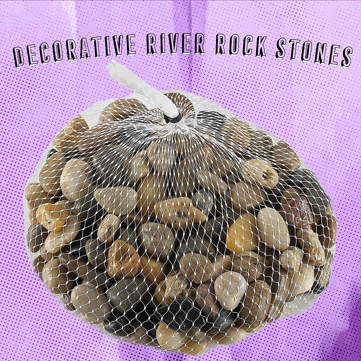 Katzco 2 Pounds Small Decorative River Rock Stones - Natural Polished Mixed Color Stones -Use in Glassware, Like Vases, Aquariums and Terrariums to Enhance The Appearance