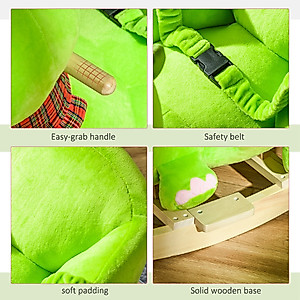 Qaba Baby Rocking Horse Kids Interactive 2-in-1 Plush Ride-On Toys Stroller Rocking Dinosaur with Wheels and Nursery Song