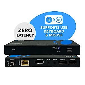OREI 4K USB 2.0 HDMI Extender Over LAN HDBaseT PoC Single CAT5e/CAT6A/CAT7 Cable 4K @ 60Hz - Up to 400 Ft 4:4:4 - KVM Webcam Remote Keyboard Mouse USB Control - Digital Full HD (4K USB 2.0)