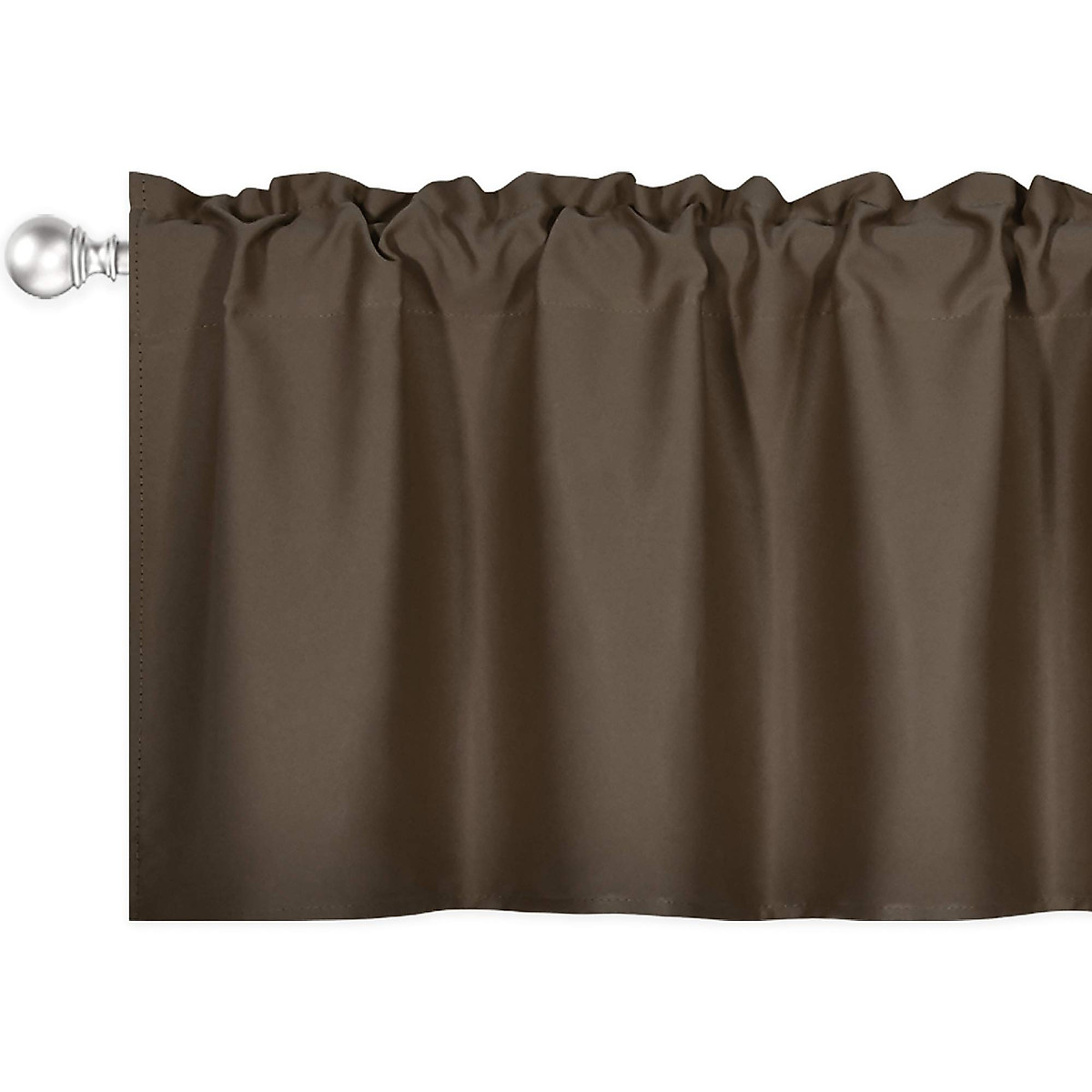 DECOVSUN Coffee Brown Valance for Windows 60x18 Inch Solid Thermal Insulated Blackout Kitchen Short Curtain Toppers Valance Rod Pocket for Bathroom Living Room 1 Panel