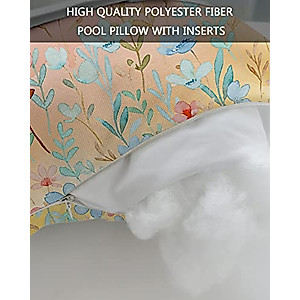 Recliner Head Pillow Ledge Loungers Chair Pillows with Insert Plant Pink Blue Flower Gradient Background Lumbar Pillow with Adjustable Strap Outdoor Waterproof Patio Pillows for Beach Pool, 2 PCS