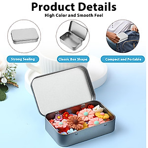 Bewudy 3 Pcs Metal Hinged Tin Box, Container Mini Portable, Small Storage Container Kit with Lid for Home Storage Outdoor Active Storage Containers Home Organizer Small Tins(Silver)