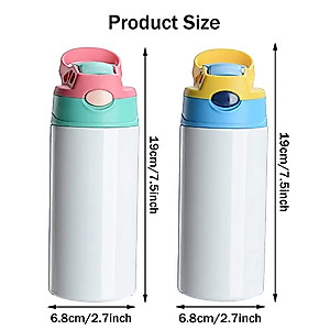 JIAOAO 2 Pcs Sublimation Sippy Cups,Stainless Steel Straight Thermos Cup Student Water Cup Children'S Straw Cup Cute Stainless Steel Water Cup With Straw.Red+Yellow