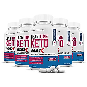 (5 Pack) Lean Time Keto 1200MG Pills Includes Apple Cider Vinegar goBHB Strong Exogenous Ketones Advanced Ketogenic Supplement Ketosis Support for Men Women 300 Capsules