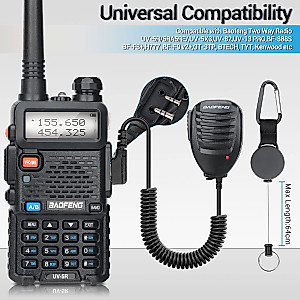 BAOFENG Original UV-5R Mic for Two Way Radio Shoulder Handheld Speaker Mic with Hand Pull Rope UV-5R Accessories with Mic UV-5R UV-5R Plus UV-82 UV-82hp UV-S9 BF-F8HP etc