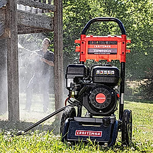 Craftsman CMXGWFN061200 3200 PSI Gas Pressure Washer, 2.4 GPM, Craftsman Engine, Includes Spray Gun and Wand, 4 QC Nozzle Tips, 1/4-in. x 25-ft. Hose, Red