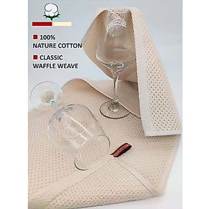 ANEWAY Kitchen Towels 100% Cotton Waffle Weave Dish Towel for Cleaning Drying Dishes Extra Absorbent and Soft, Dish Cloth,13 x 28 in(Beige-4 Pack)