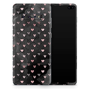DesignSkinz Karamfila Marble & Rose Gold Hearts v11 Protective Vinyl Decal Wrap Skin Cover Compatible with The Samsung Galaxy S20 (Screen Trim & Back Glass Skin)